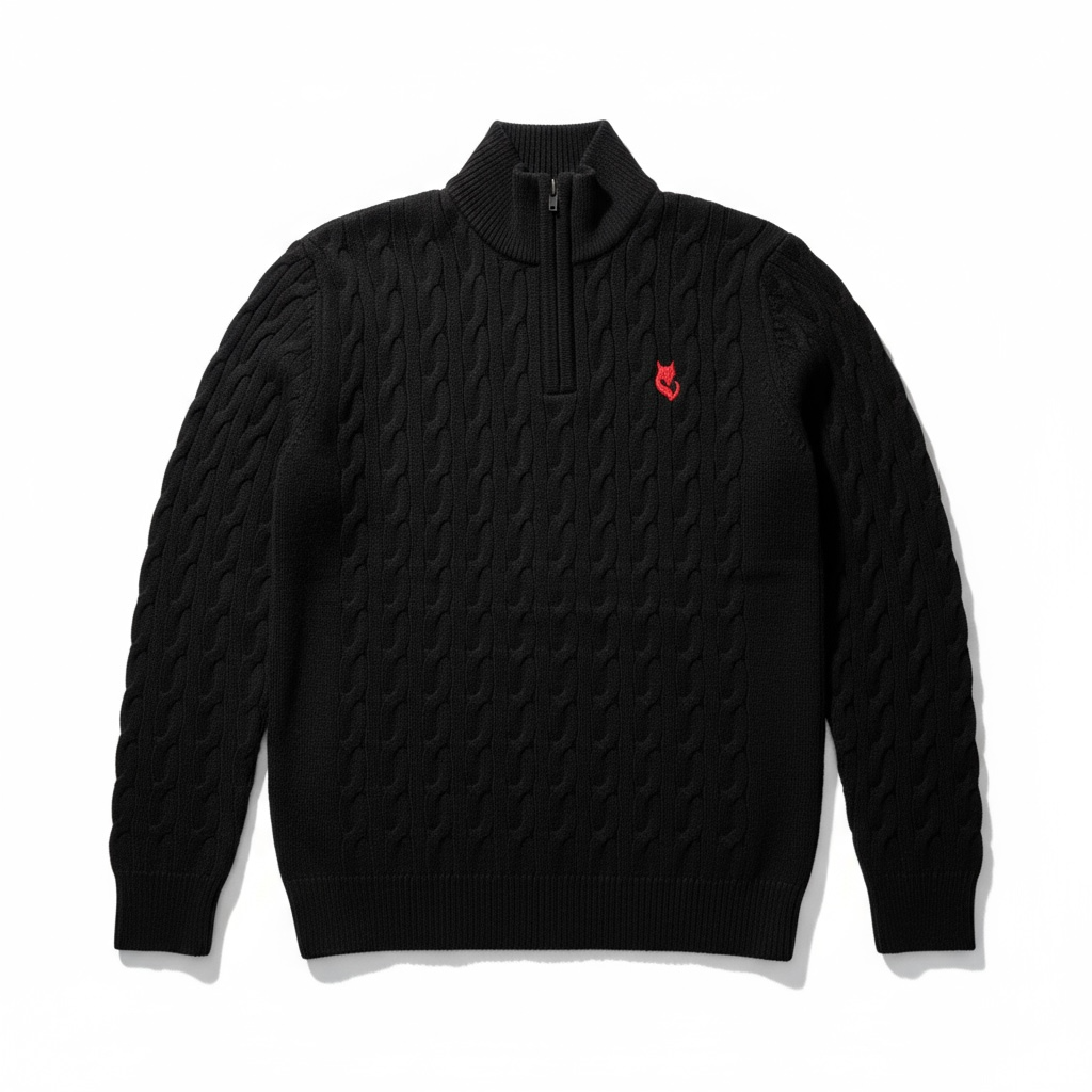 FUXY Strickpullover (Zopfstrick) – Black Edition – FUXYWEAR
